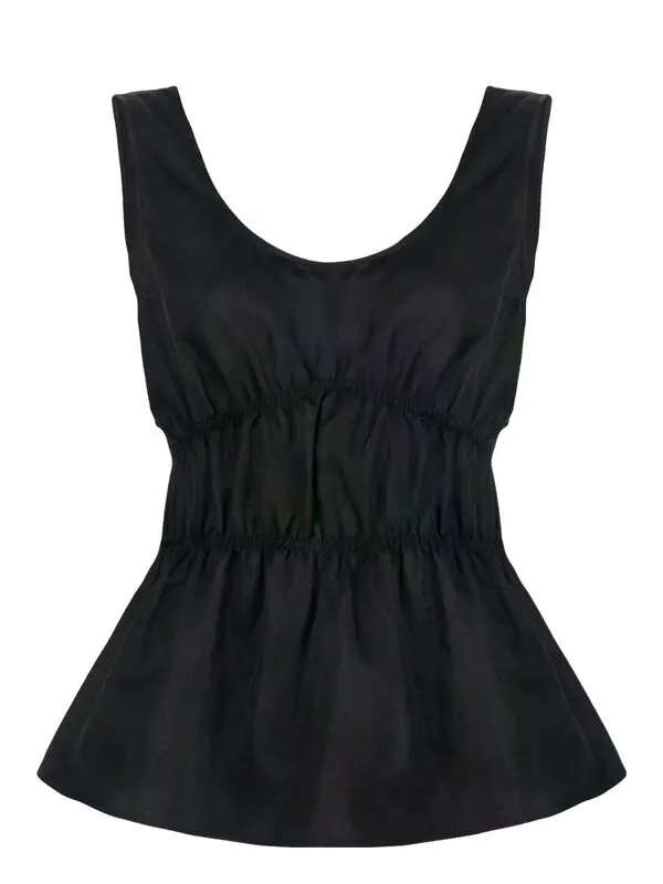 Goen.j Ruched Sleeveless Top - Black