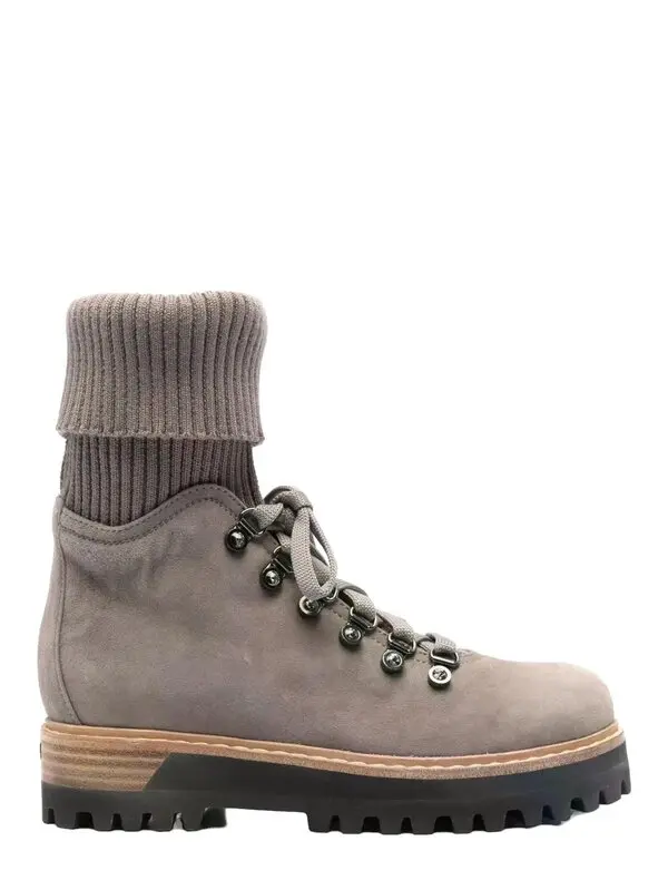LE SILLA Taupe Calf Suede Sock-style Ankle Boots - Grey