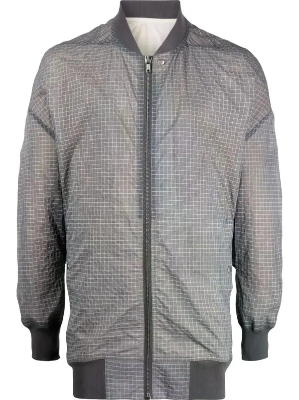 Rick Owens Grid-patterned Zipped Bomber Jacket - Grey