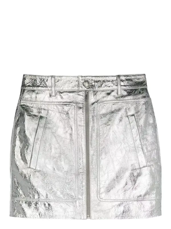 Zadig&Voltaire Jinette Metallic Leather Mini Skirt - Silver