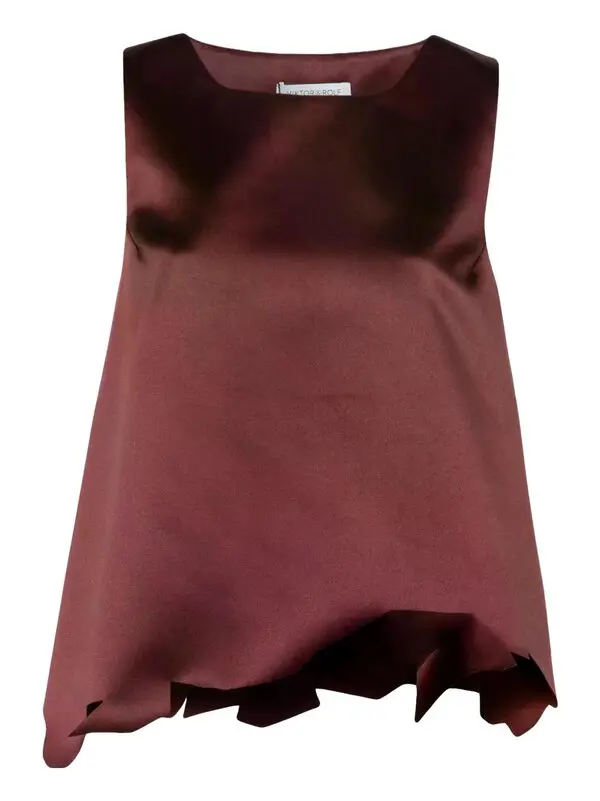 Viktor & Rolf Sleeveless Satin Top With Raw-cut Hem - Red