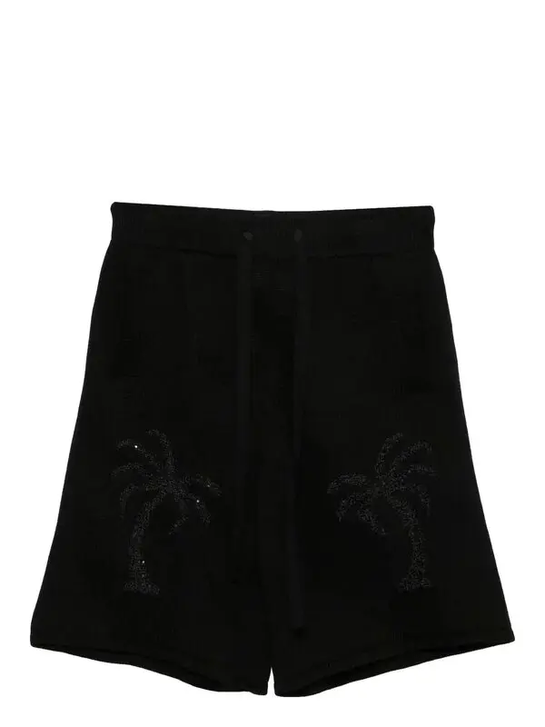 LANEUS Knitted Bermuda Shorts With Sequin Detailing - Black