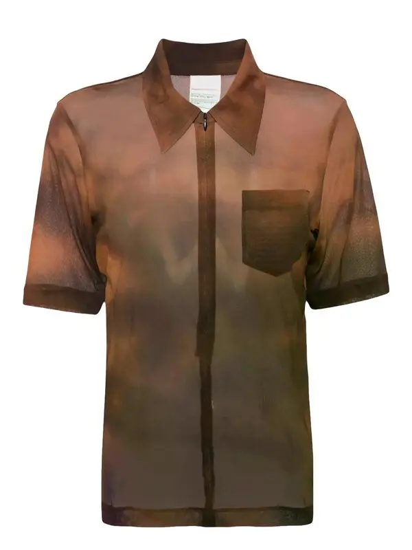 STOCKHOLM SURFBOARD CLUB Abstract-pattern Print Zip-up Blouse - Brown