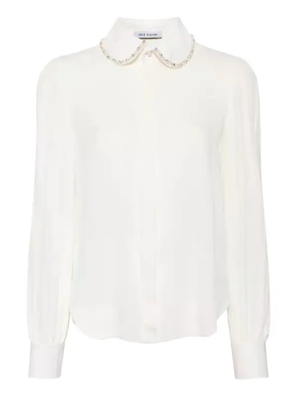 Dice Kayek Pearl Embellished Silk Shirt - White