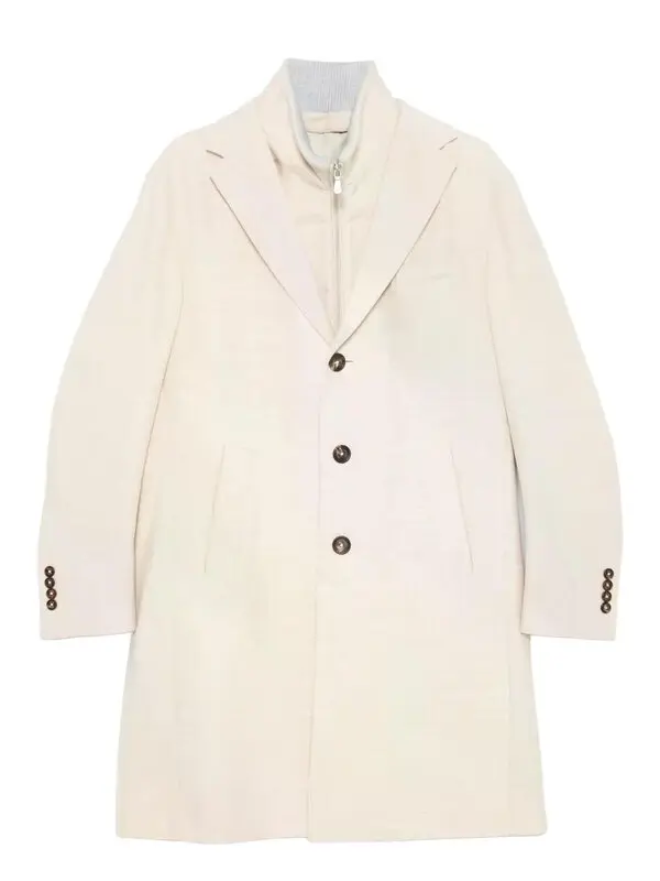 Eleventy Single-breasted Wool Blend Coat - Neutrals