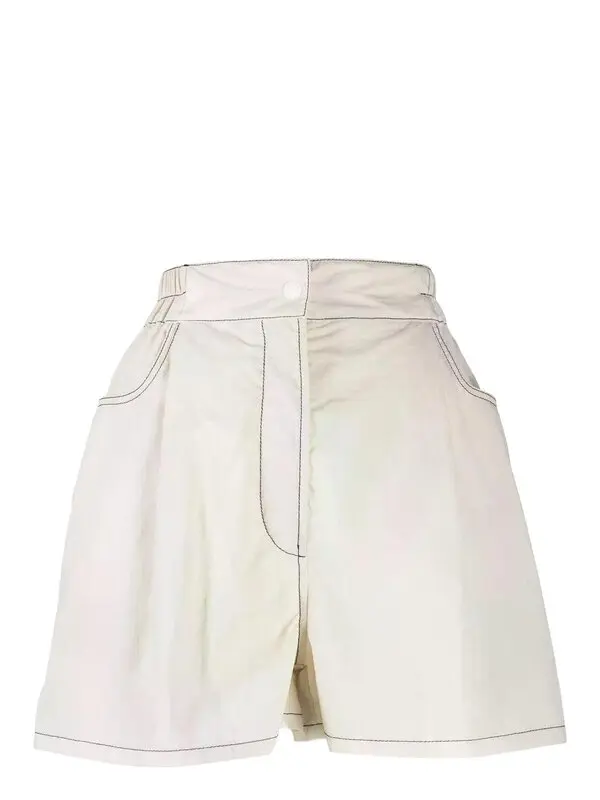 Sunnei Wide-leg Stitch-detail Shorts - Neutrals
