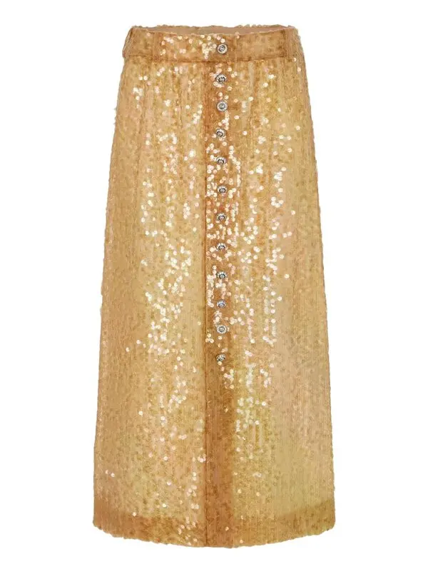Rabanne Sequin-embellished Midi Skirt - Neutrals