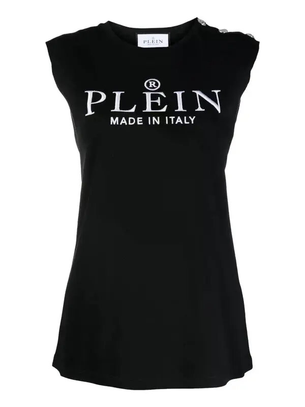 Philipp Plein Logo Print Sleeveless Top - Black