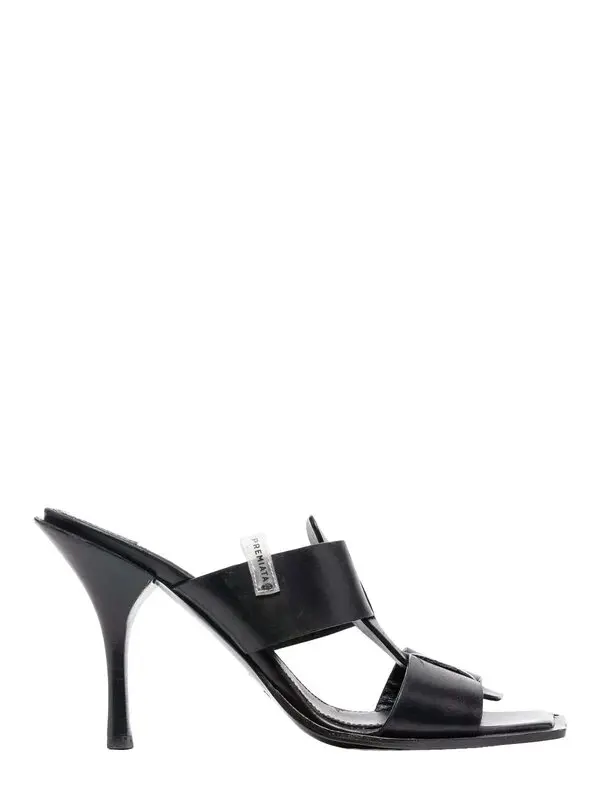Premiata Calf Leather Double Strap High Heel Sandals - Black