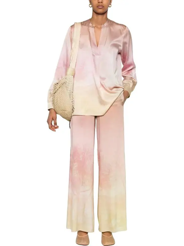 PIERRE-LOUIS MASCIA Printed Wide-leg Trousers - Pink