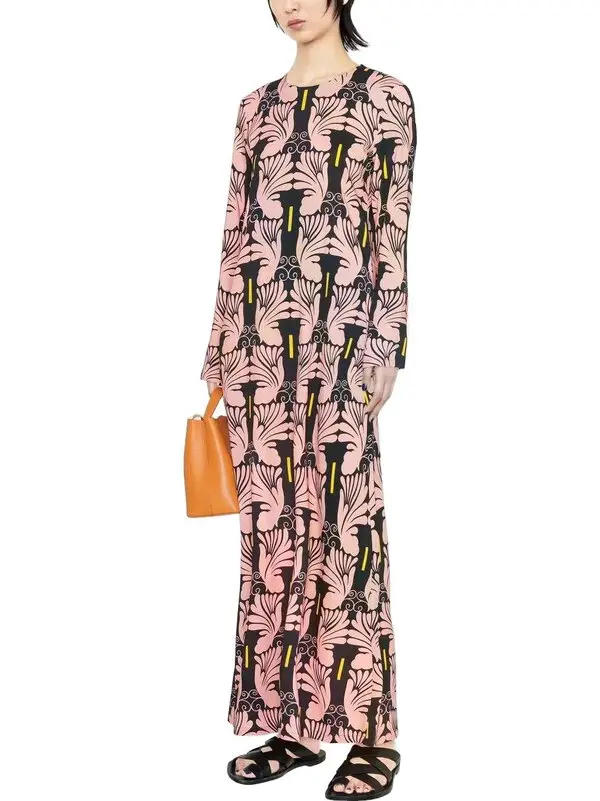 La DoubleJ Graphic-print Long-sleeved Maxi Dress - Pink