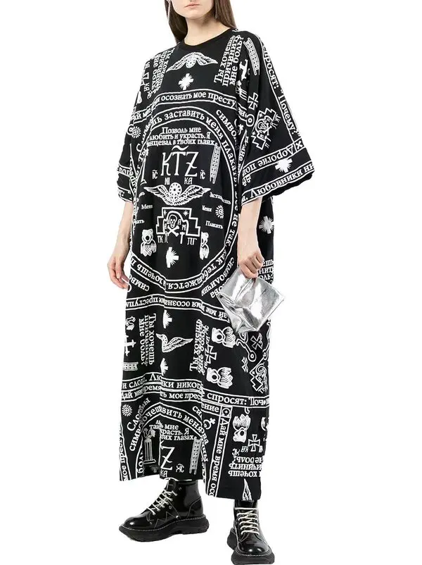 KTZ Church Print Kaftan - Black