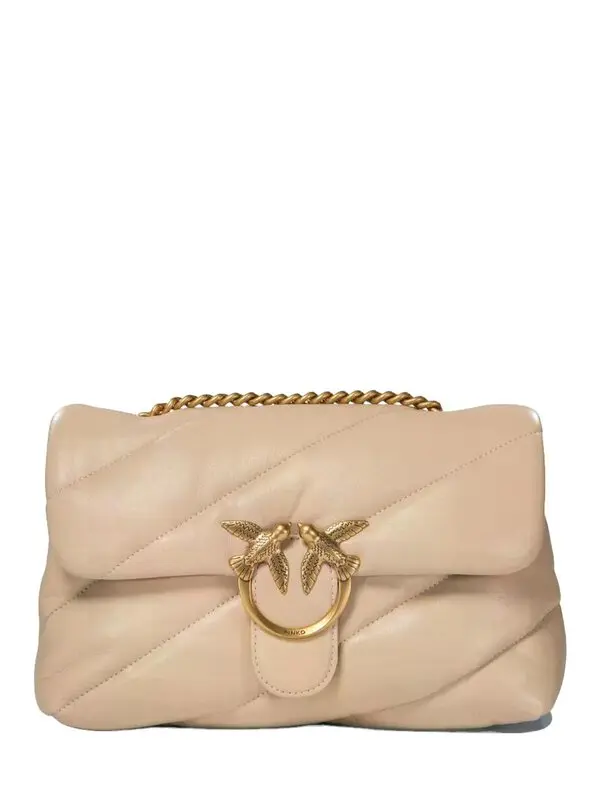 Pinko Medium Love Puff Shoulder Bag With Signature Love Birds Buckle - Neutrals