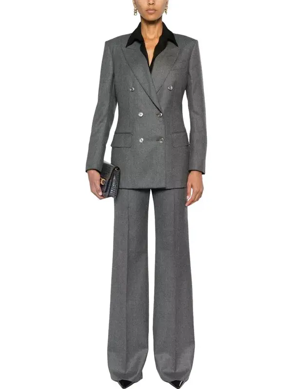 TOM FORD Mélange Double-breasted Blazer - Grey