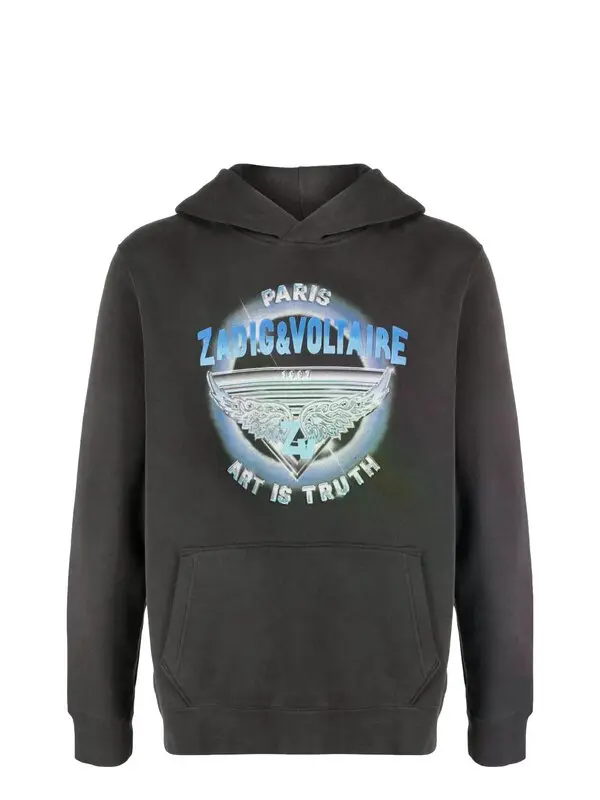 Zadig&Voltaire Organic Cotton Blend Logo Print Hoodie - Grey
