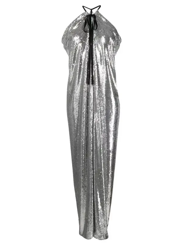Philosophy Di Lorenzo Serafini Halterneck Sequined Maxi Dress - Silver
