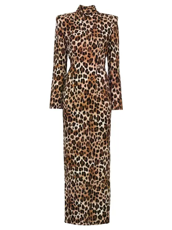 ROWEN ROSE Leopard-print Maxi Dress - Brown