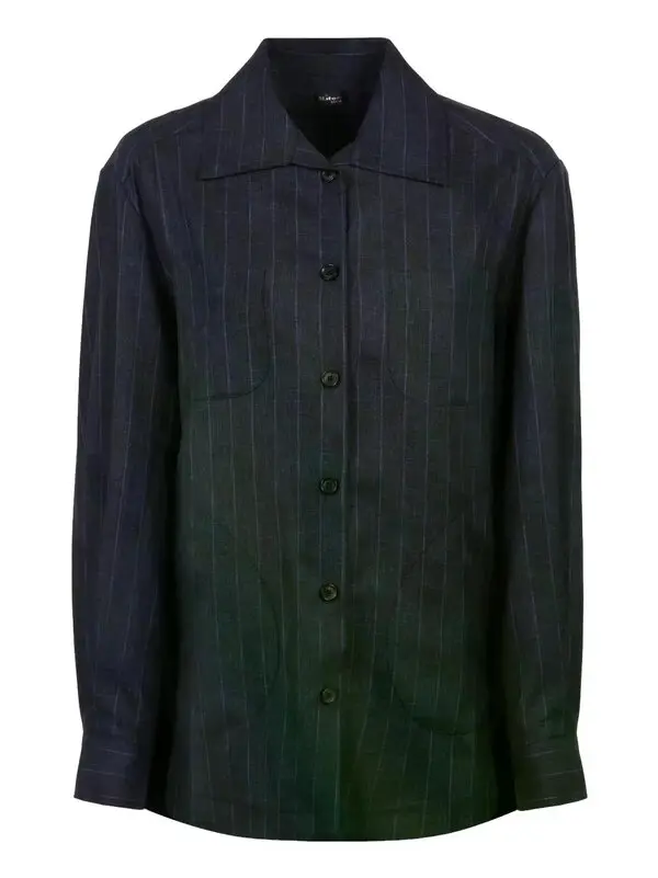 Kiton Virgin Wool Pinstripe Shirt - Blue