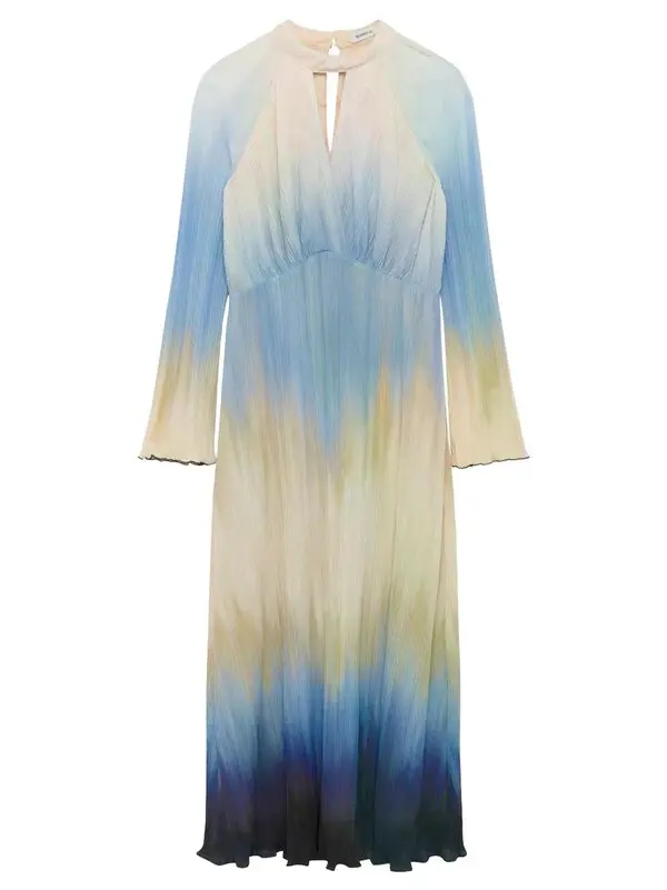 Simkhai Calina Pleated Maxi Dress With Tie-dye Pattern - Blue