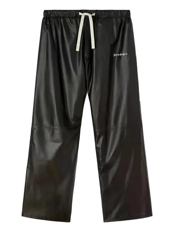 Palm Angels Logo-print Leather Track Pants - Black