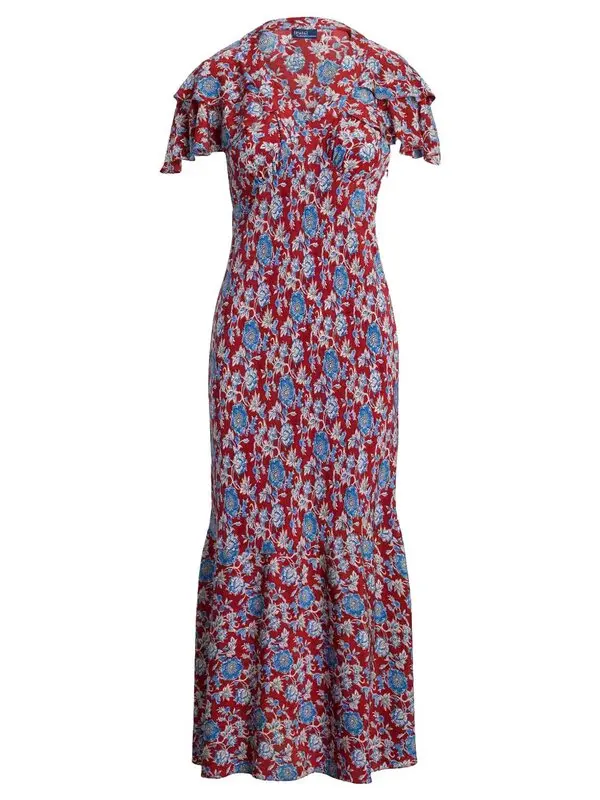 Polo Ralph Lauren Floral-print Silk Midi Dress - Red