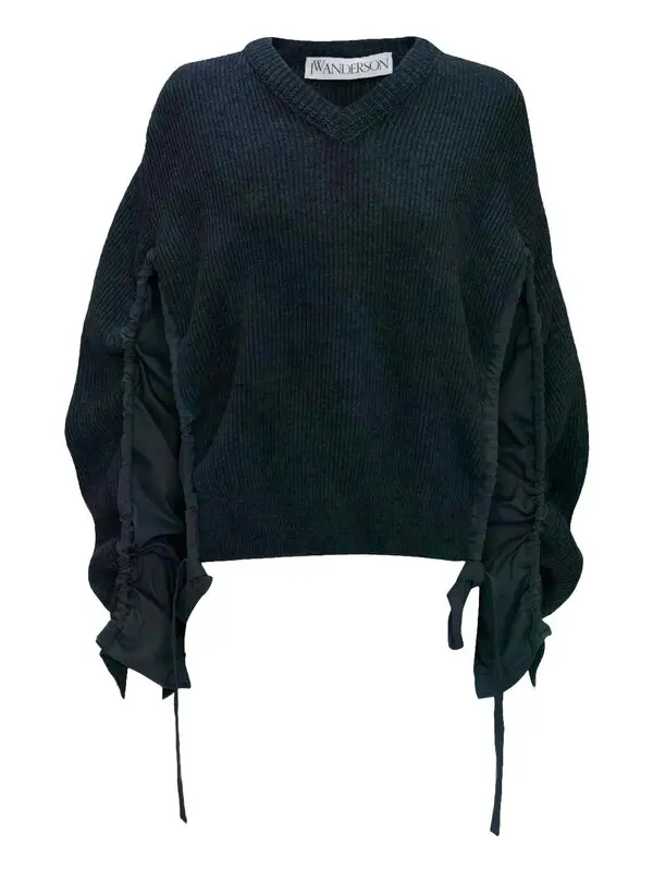 JW Anderson Ruched-detail Wool-blend Jumper - Blue