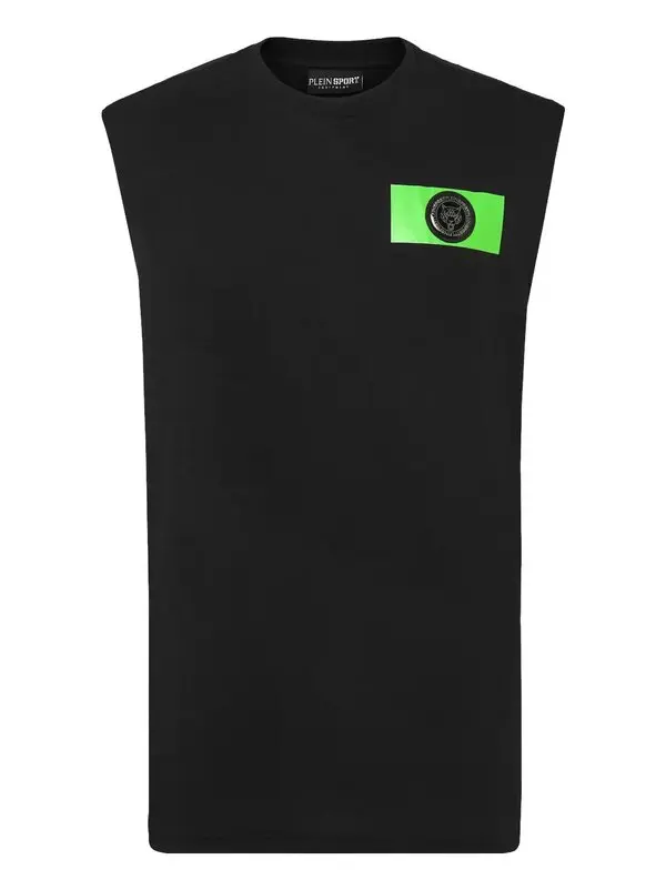 PLEIN SPORT Logo-plaque Cotton Tank Top - Black