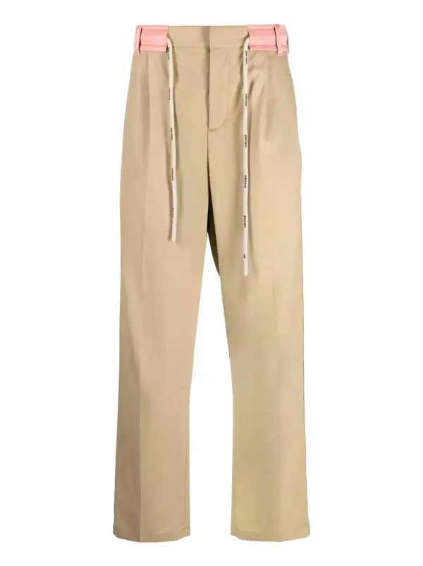 Palm Angels Drawstring-waist Straight-leg Trousers - Neutrals