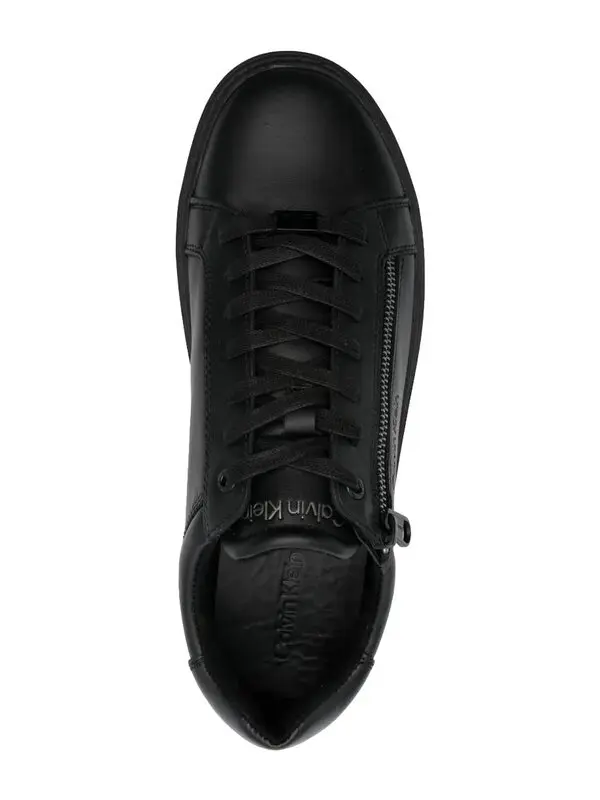 Calvin Klein Debossed Leather Sneakers - Black