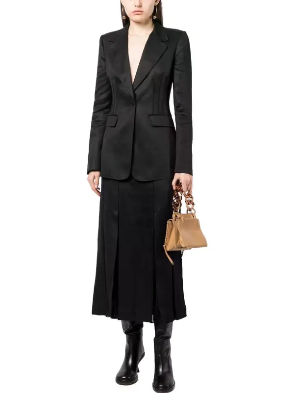 Gabriela Hearst Edith Pleated Linen Skirt - Black
