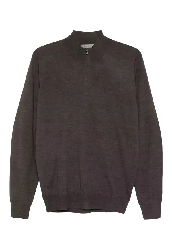 Corneliani Wool Zip Neck Sweater - Brown