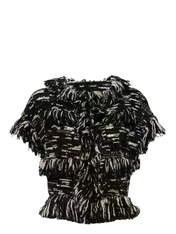 Sacai Fringed-edge Knitted Jacket - Black