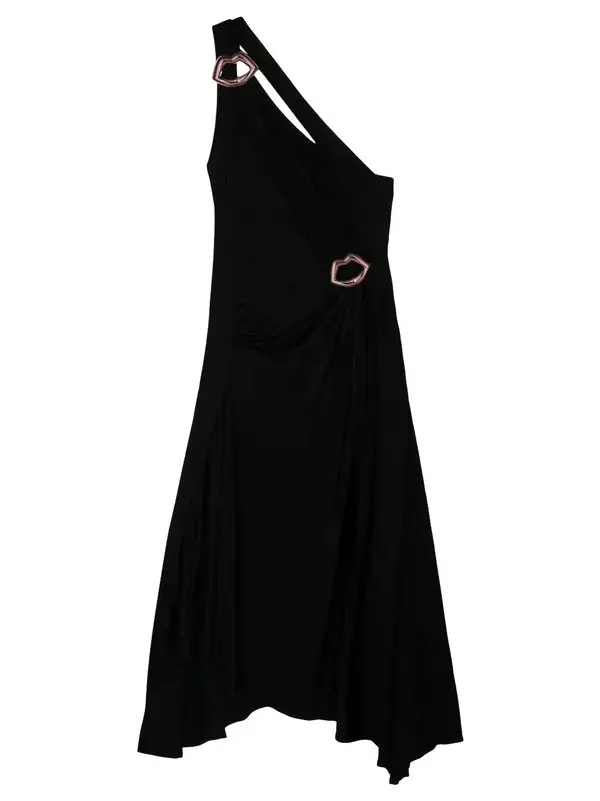 Sonia Rykiel Paris Asymmetric Midi Dress With Lips Hardware - Black