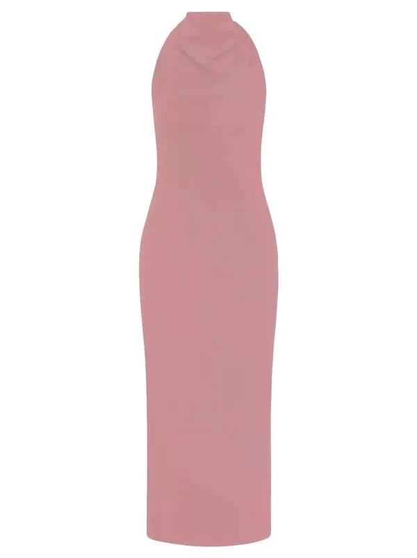 Rebecca Vallance Halterneck Cowl Neck Midi Dress - Pink