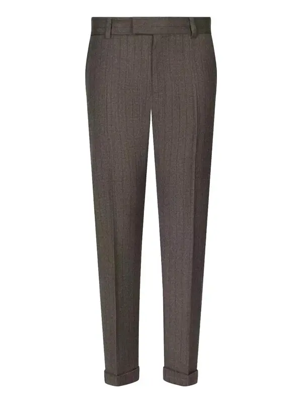 Dolce & Gabbana Stretch-wool Pinstripe Trousers - Brown
