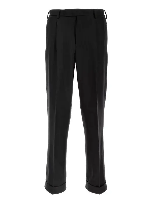 PT TORINO Virgin Wool Pleat Detail Trousers - Black
