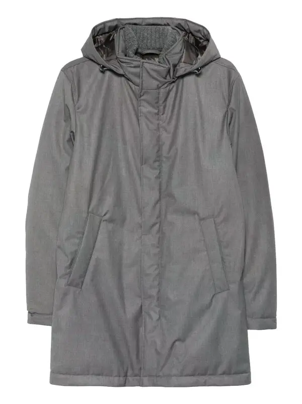 Herno Long Hooded Down-feather Filled Jacket - Grey
