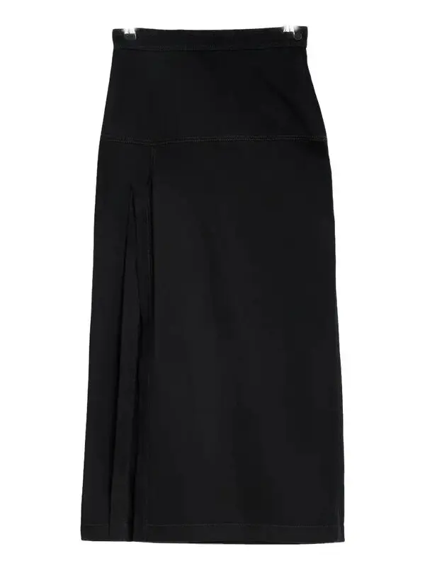 LEMAIRE Lemiare High-waisted Maxi Skirt With Side Slit And Buckle Detail - Black