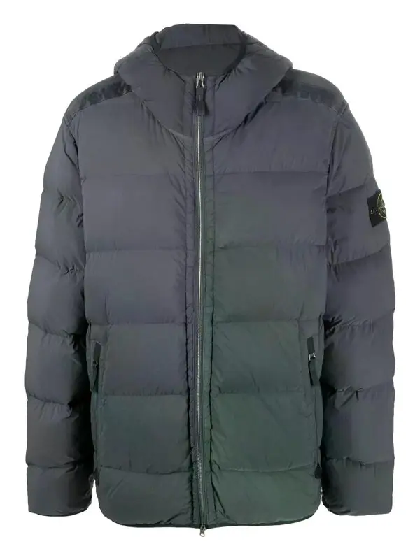 Stone Island Feather Down Hooded Coat - Grey
