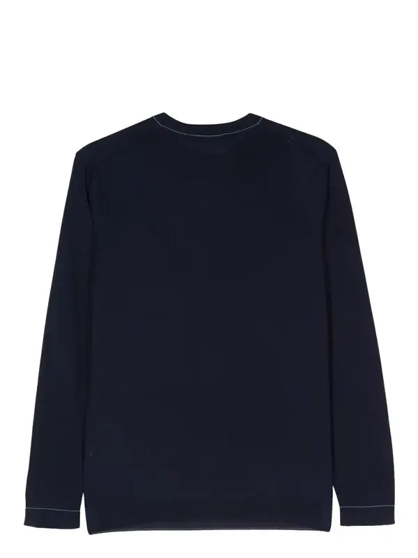 MOORER Fine-knit Cotton Jumper With Stripe Trim - Blue