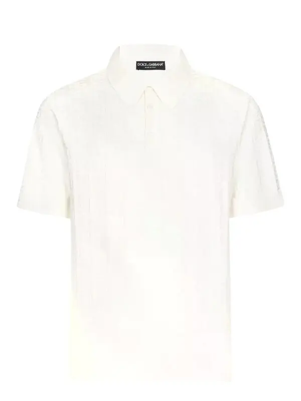 Dolce & Gabbana Monogram-jacquard Silk Polo Shirt - White