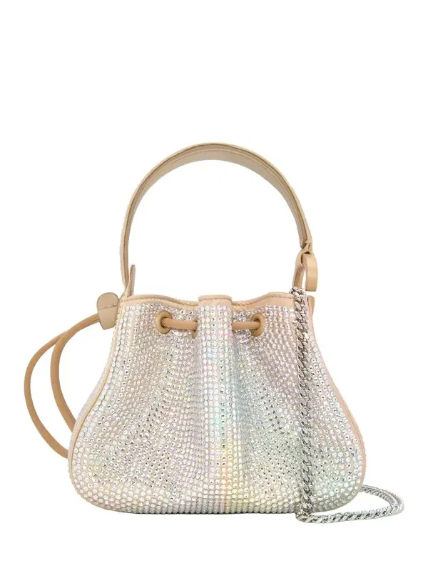 Oscar De La Renta Crystal-pavé Bag With Detachable Chain-link Shoulder Strap - Neutrals
