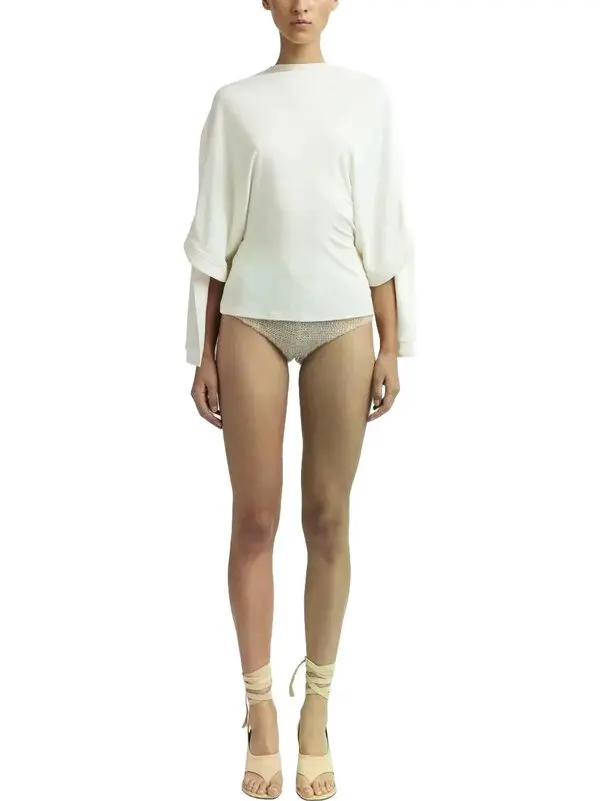 16Arlington Crew Neck T-shirt With Knot Detailing And Rear Slit - White