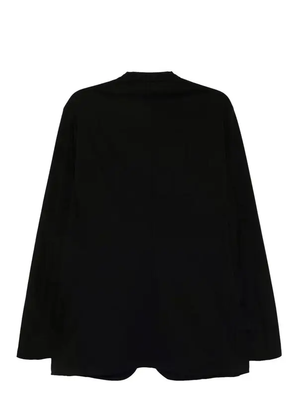 Attachment Cotton Double-face Collarless Jacket - Black