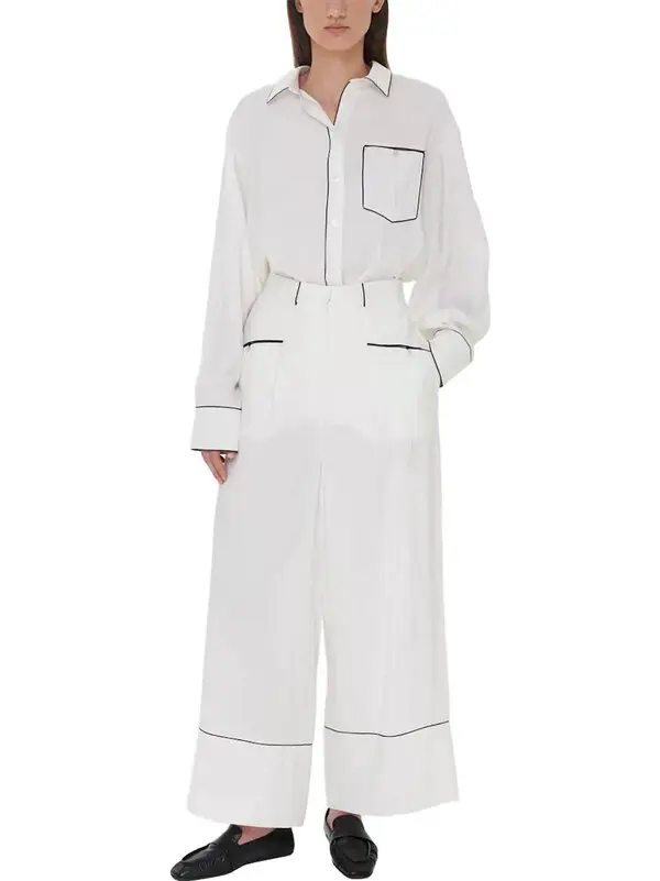 A.M.G. Piped-trim Trousers - White