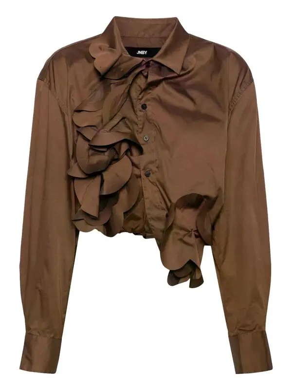 JNBY Flower Detailing Cotton Shirt - Brown