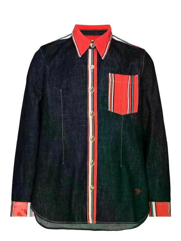WALES BONNER Cotonou Patch Pocket Denim Shirt - Blue