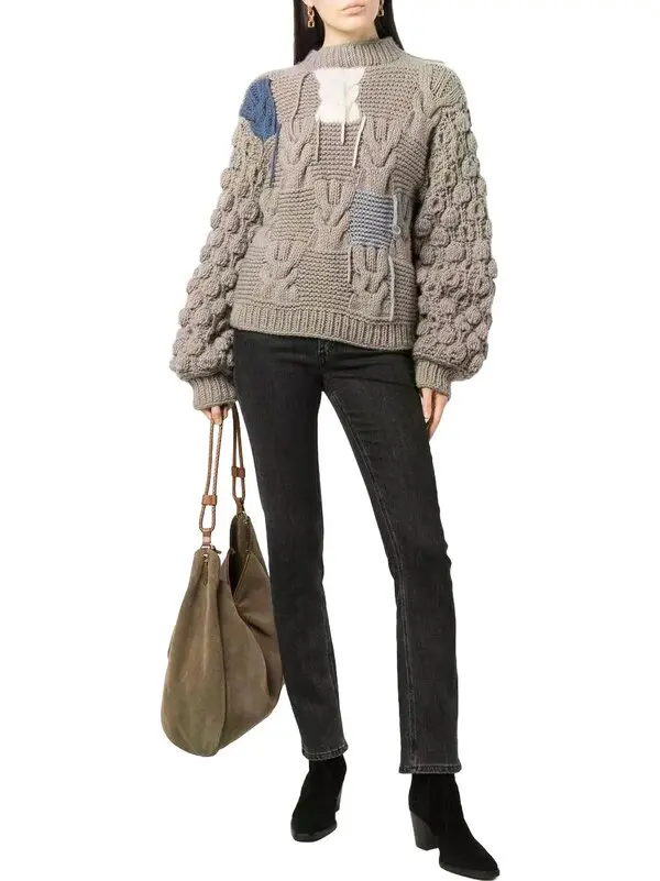 TUINCH Patchwork Cashmere Jumper - Grey