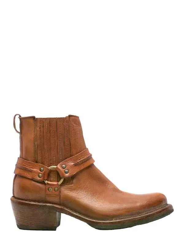 Moma Chain Detail Calf Leather Boots - Brown