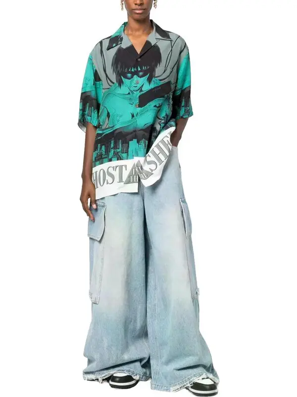 Palm Angels Ripped Detail Wide-leg Jeans - Blue